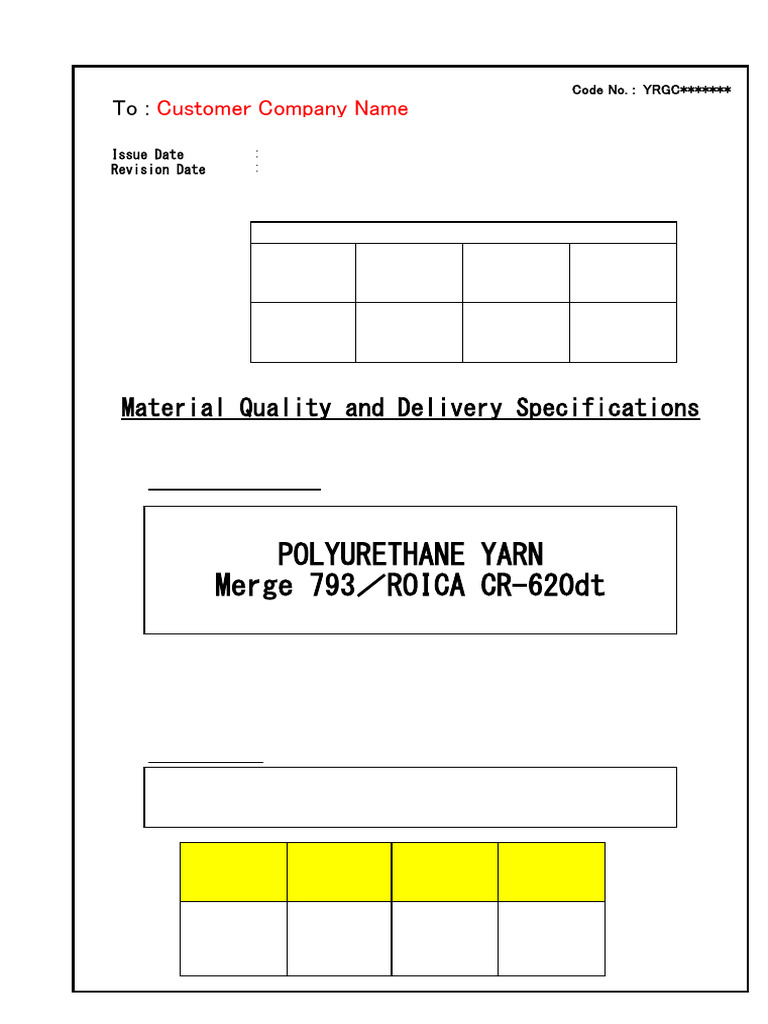 Polyurethane Yarn Quality Specifications | PDF | Paperboard ...