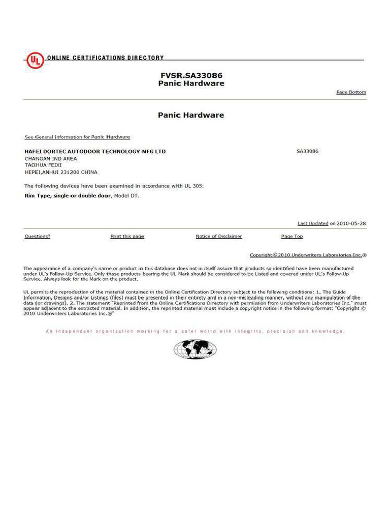 Certificate UL | PDF