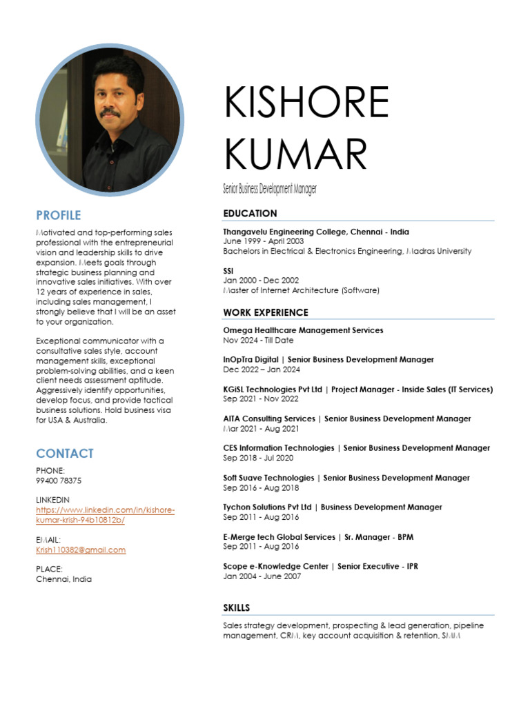 Kishore Kumar - Updated Resume | PDF | Marketing | Sales