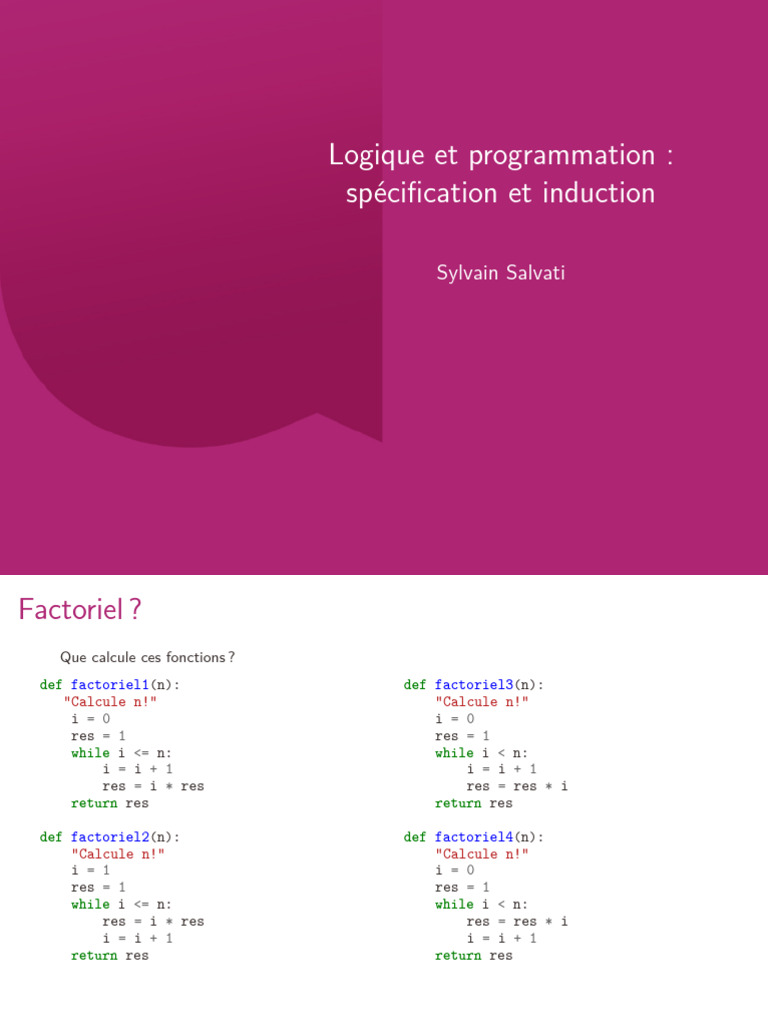 Spécification et Induction en Python | PDF | Programmation informatique ...