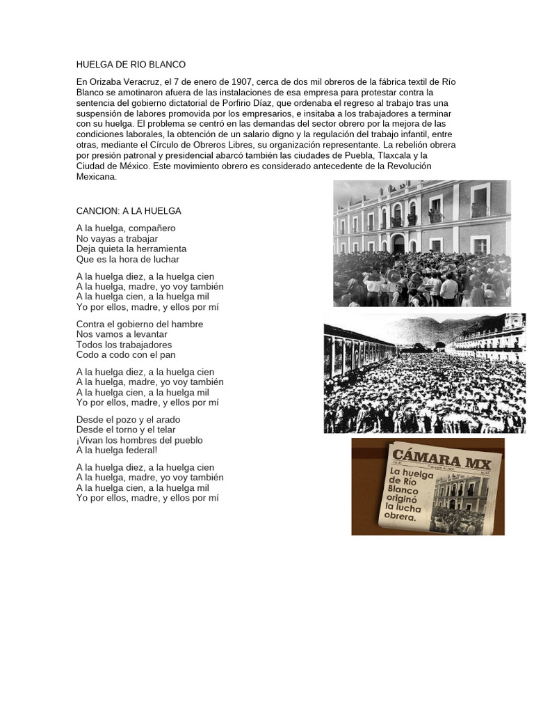 Huelga de Río Blanco 1907: Causas y Consecuencias | PDF