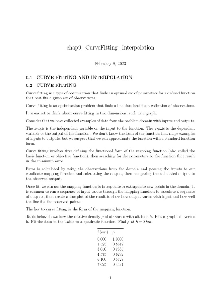 Chap9 CurveFitting Interpolation | PDF | Function (Mathematics) | Interpolation