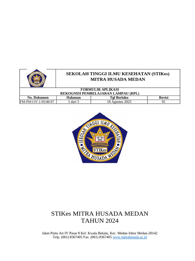 Formulir RPL STIKes Mitra Husada | PDF