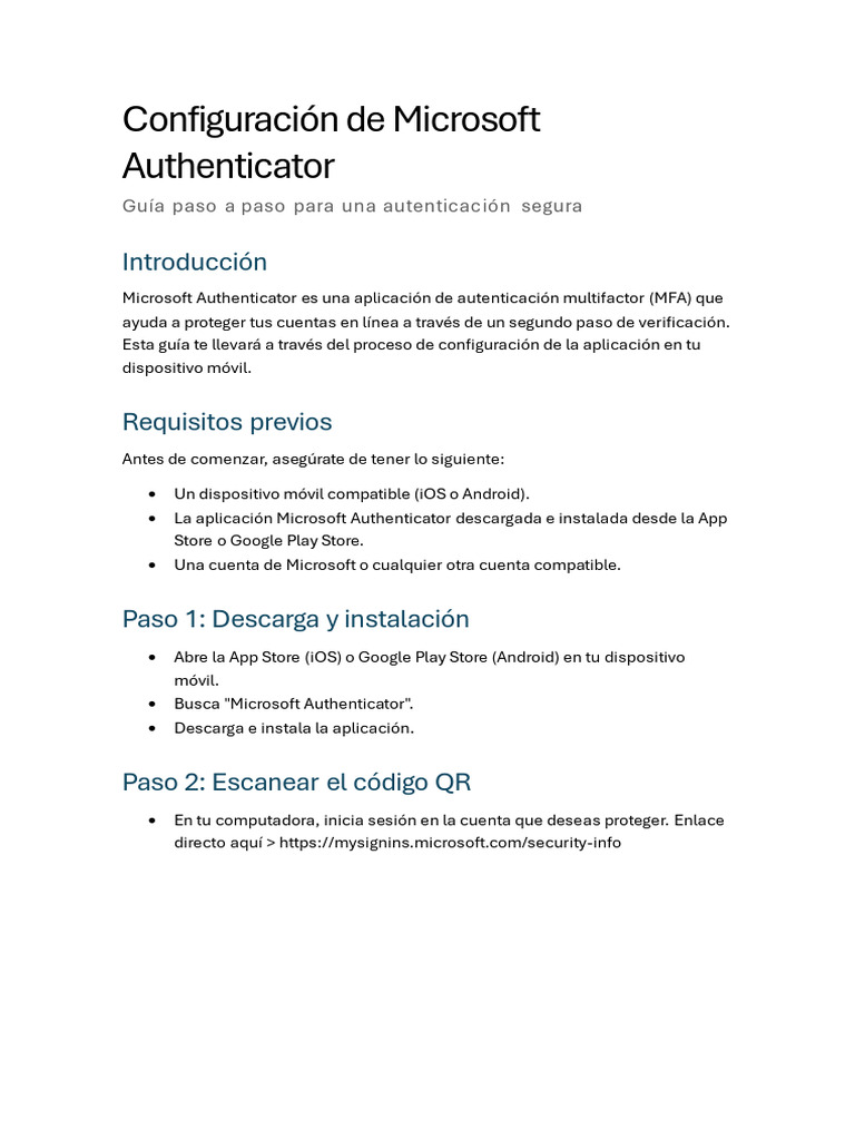 Configuración de Microsoft Authenticator | PDF