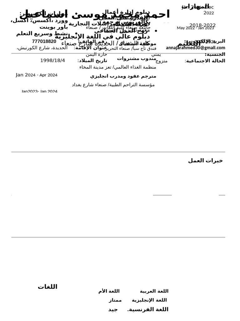 Arabic CV | PDF