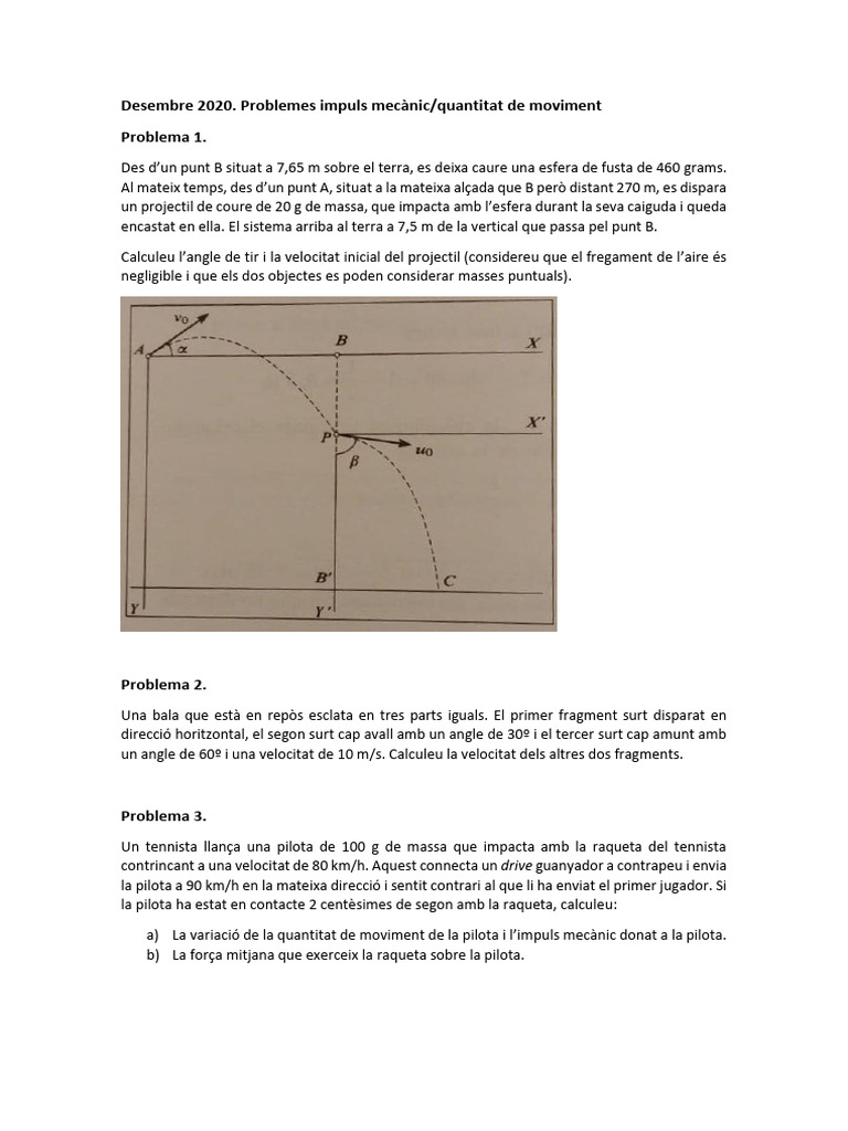 Problemes Quantitat Moviment Impuls Mecànic | PDF