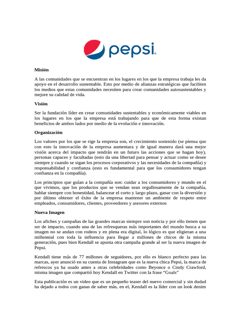 Pepsi | PDF | Economias