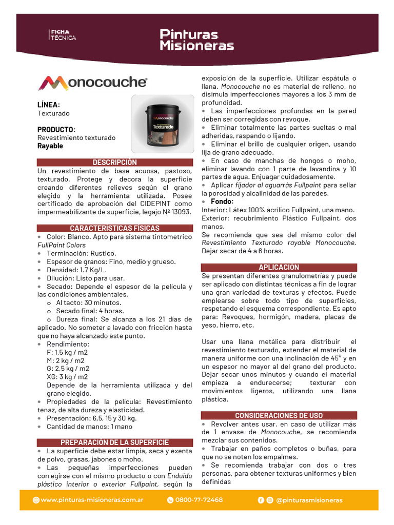 Monocouche Rayable - FT-2 | PDF | Revestimiento | Agua