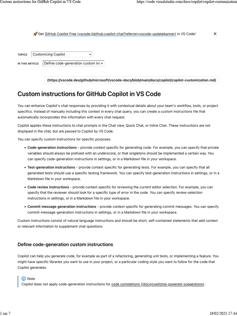 08-Custom Instructions For GitHub Copilot in VS Code | PDF | Computer ...