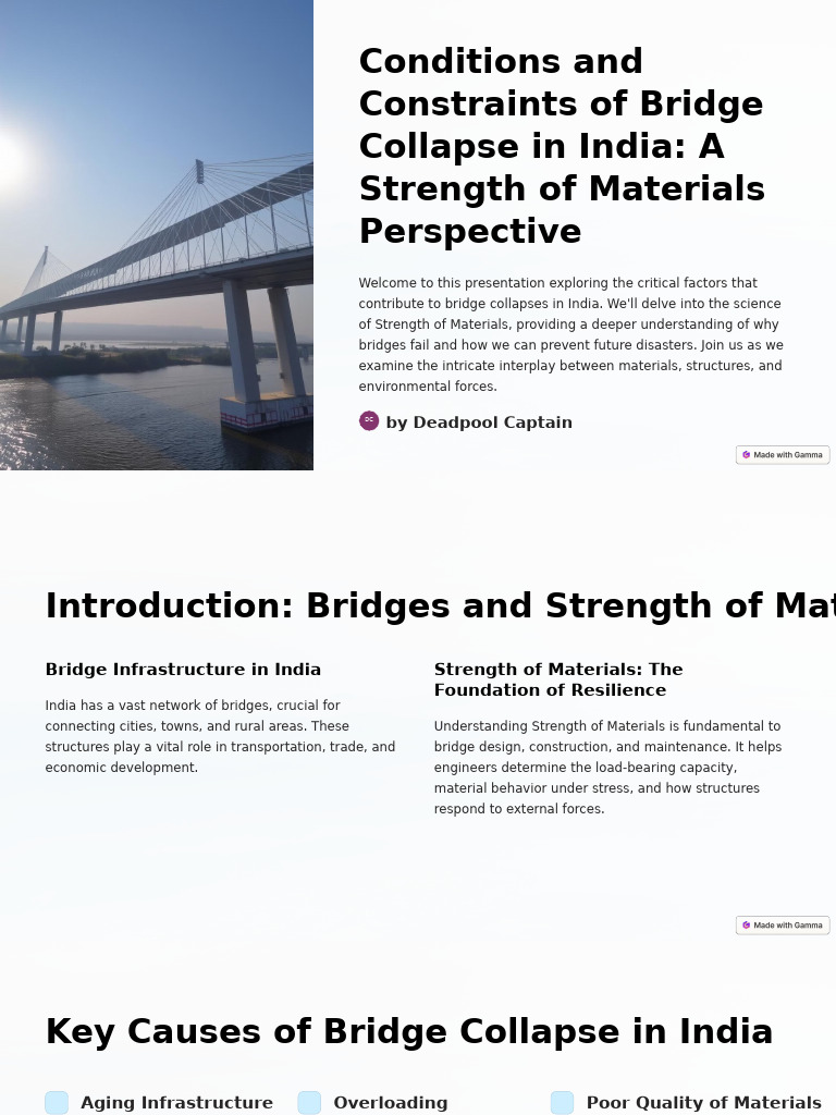 Conditions and Constraints of Bridge Collapse in India A Strength of ...