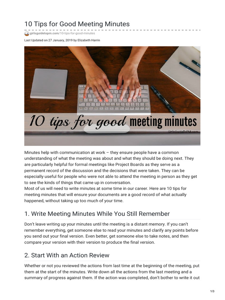 10 Tips for Effective Meeting Minutes | PDF