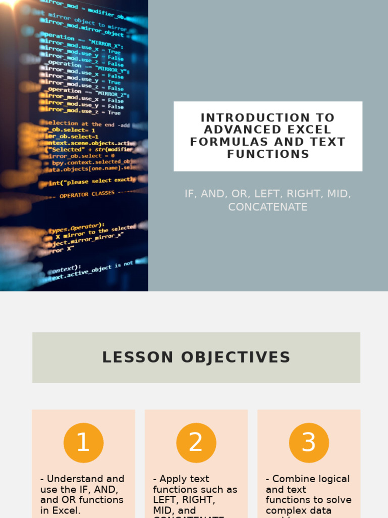 Introduction to Advanced Excel Formulas and Text Functions | PDF | Function (Mathematics ...