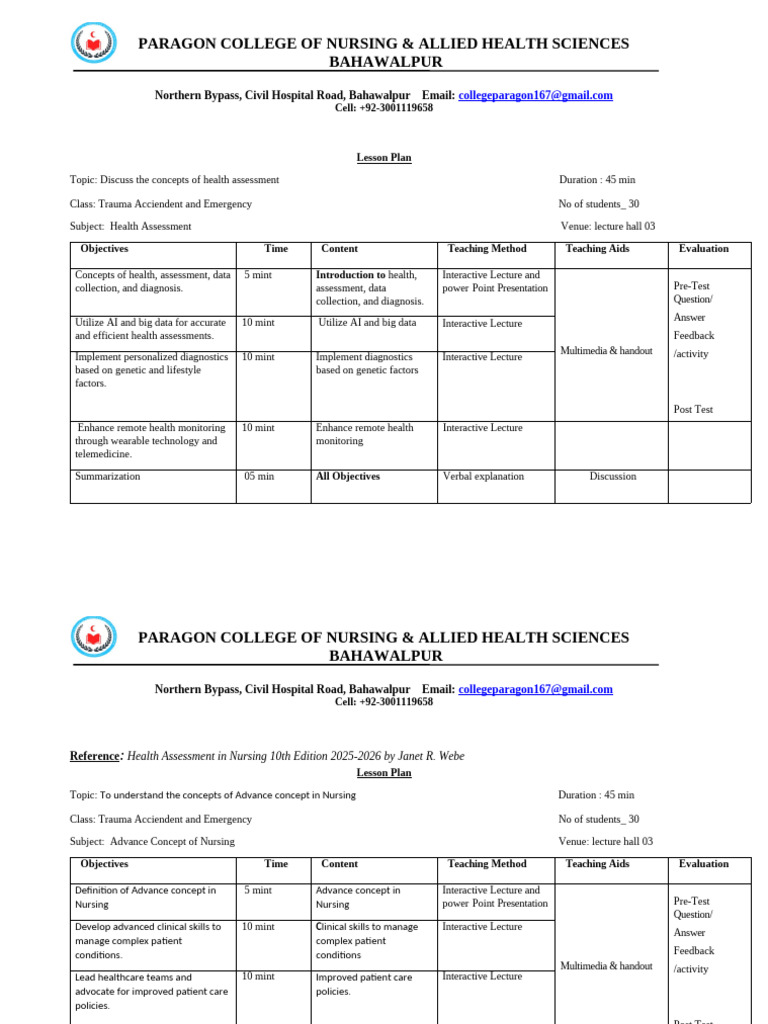Lesson Plan Acident and Emergency | PDF | Pharmacology | Teaching Method