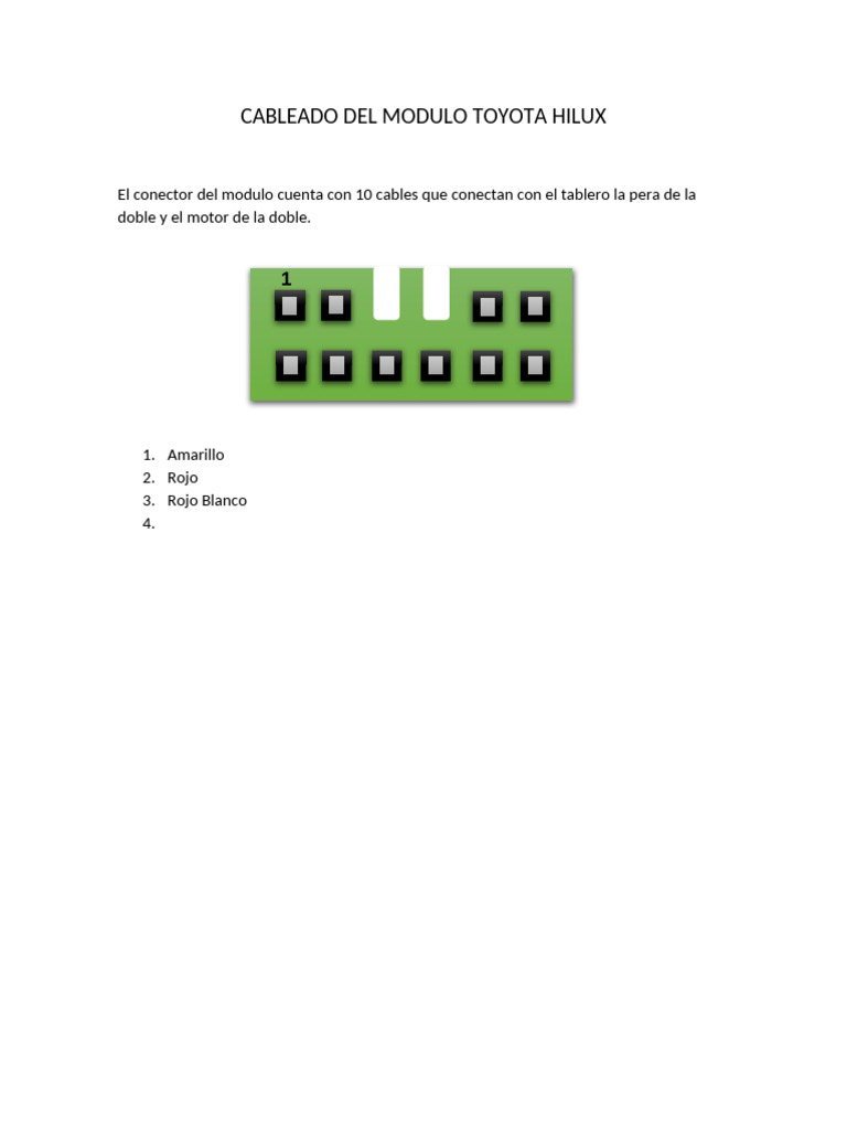 Cableado Del Modulo Toyota Hilux | PDF