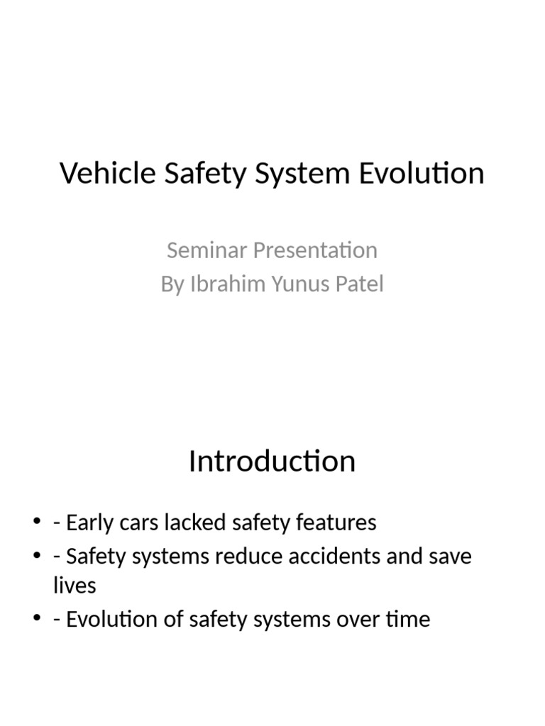 Evolution of Vehicle Safety Systems | PDF