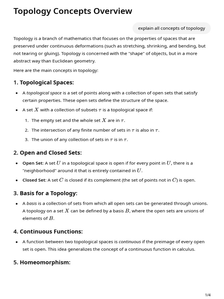 Topology Concepts Overview | PDF | Topology | Compact Space