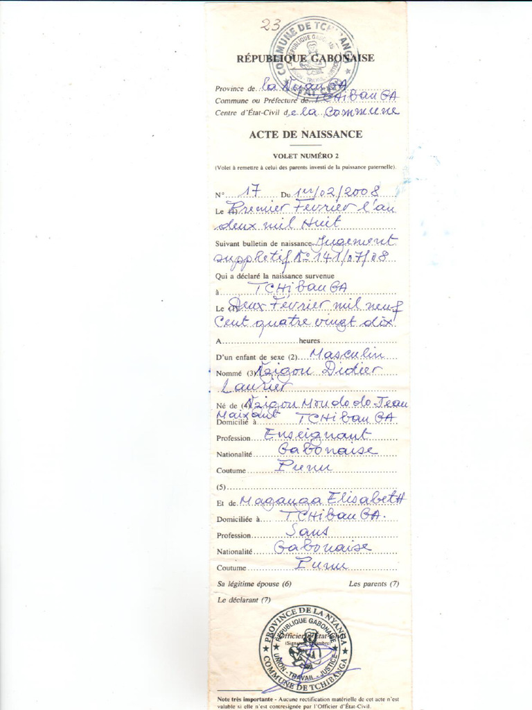 Acte de Naissance | PDF