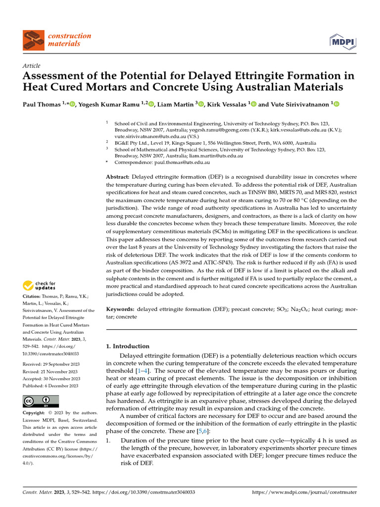 Assessment of The Potential For Delayed Ettringite Formation in Heat ...