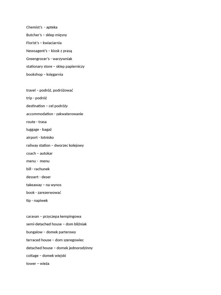 Slowka Na Sprawdzian 1lo | PDF