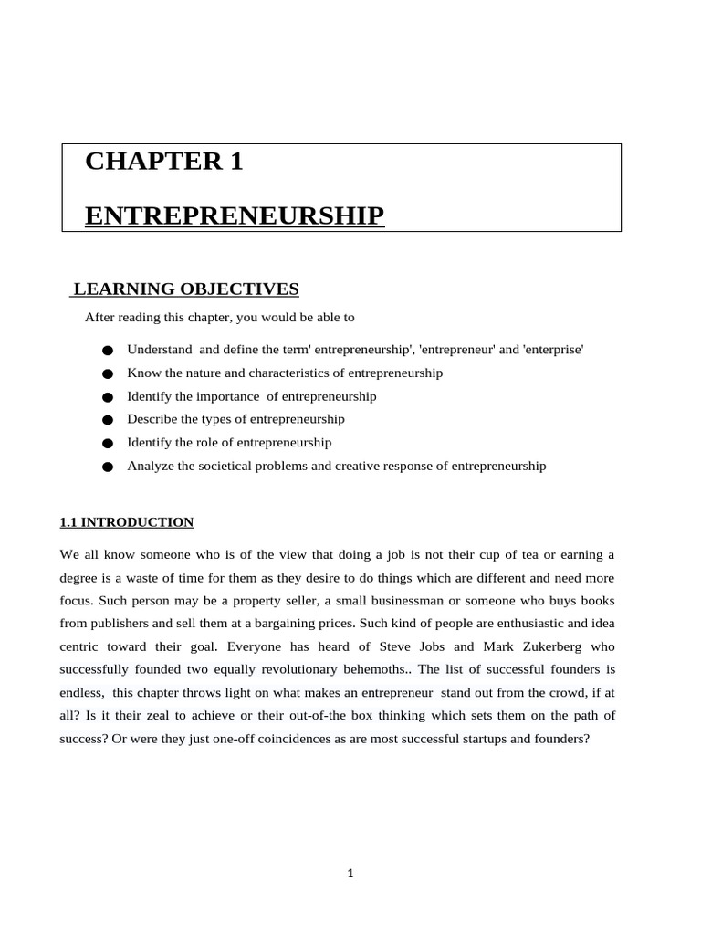 Chapter 1 Entrepreneurship | PDF | Entrepreneurship | Economies