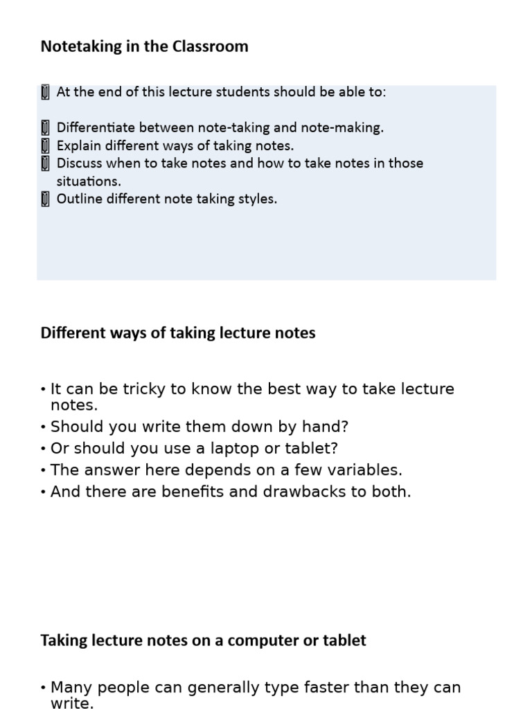1 2 Note Taking 3 Pptx Pdf Lecture Behavior Modification
