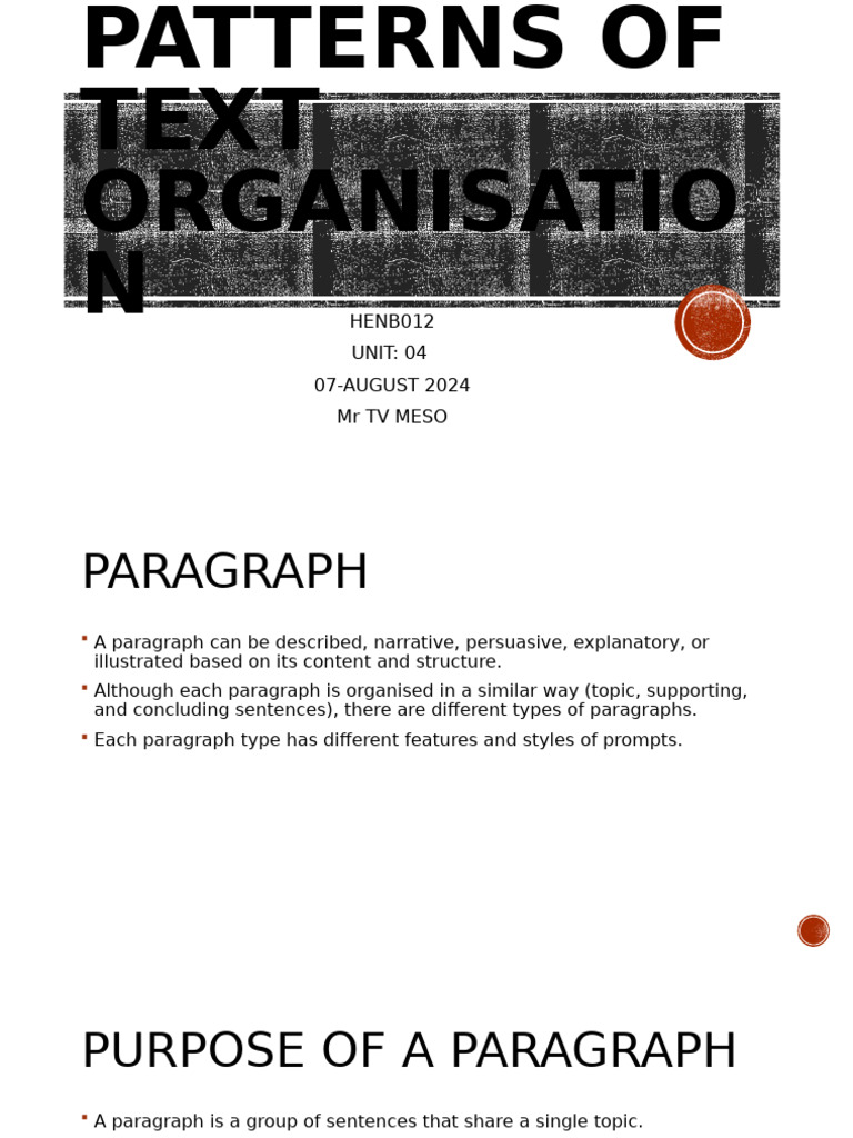 Henb012 - Text Organisation Processes | PDF | Paragraph | Information