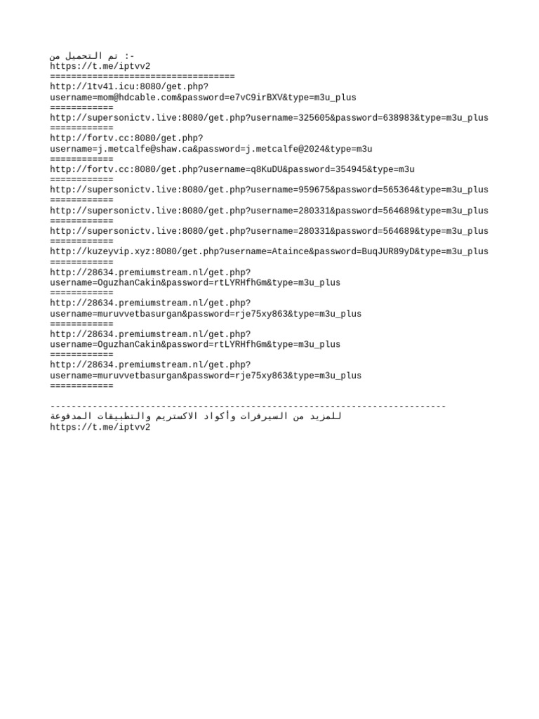 M3U Plus IPTV Server Links | PDF