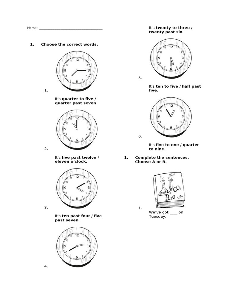 Time and Subject Selection Exercises | PDF