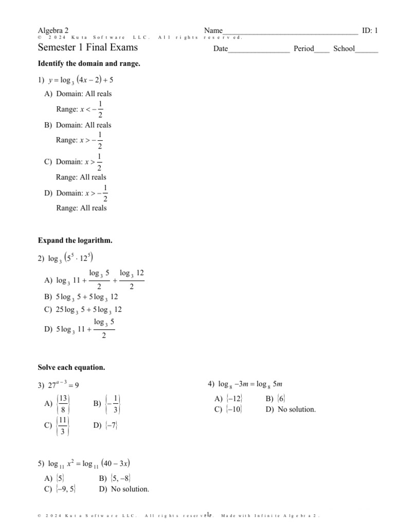 Semester 1 Final Exams | PDF | Elementary Mathematics | Mathematical Objects
