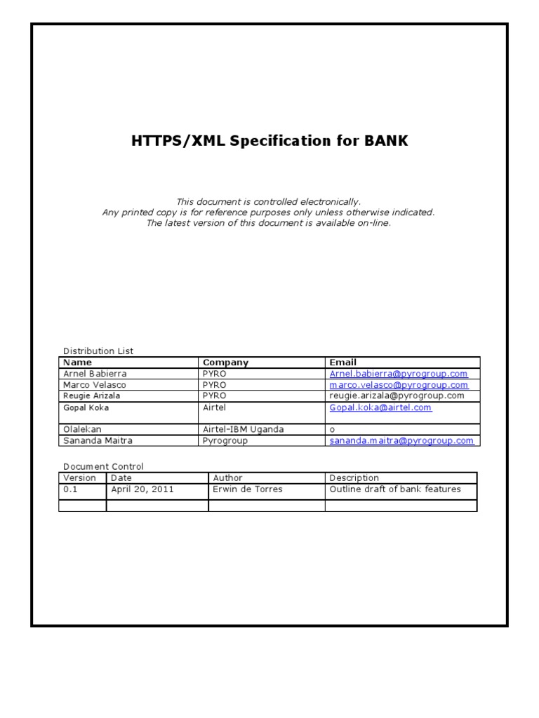 Bank HTTPS-XML Specification Document | PDF | Public Key Certificate ...