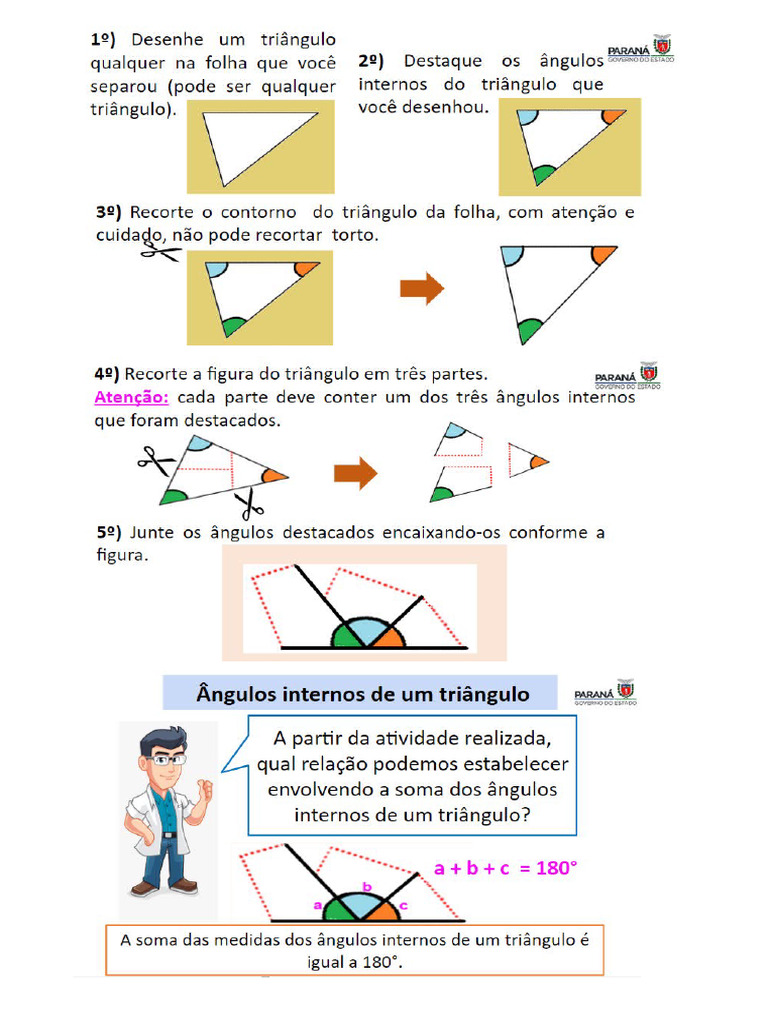 SOMA DOS ÂNGULOS INTERNOS DOS TRIÂNGULOS | PDF