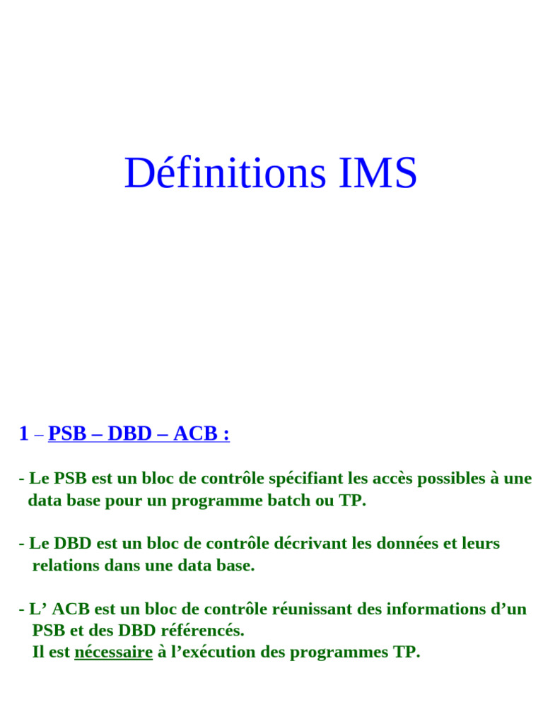 Définition des blocs IMS : PSB et DBD | PDF | Informatique | Plate ...