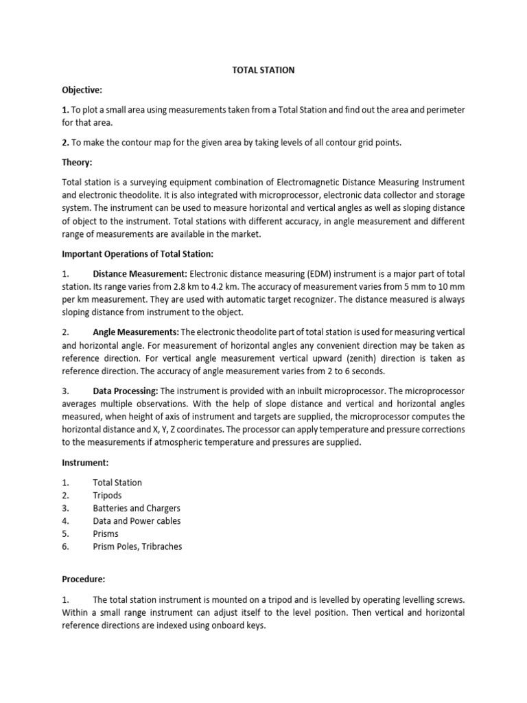 Total Station Lab Manual | PDF | Surveying