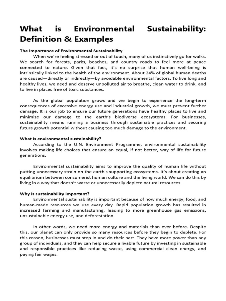 What Is Environmental Sustainability | PDF | Sustainability ...