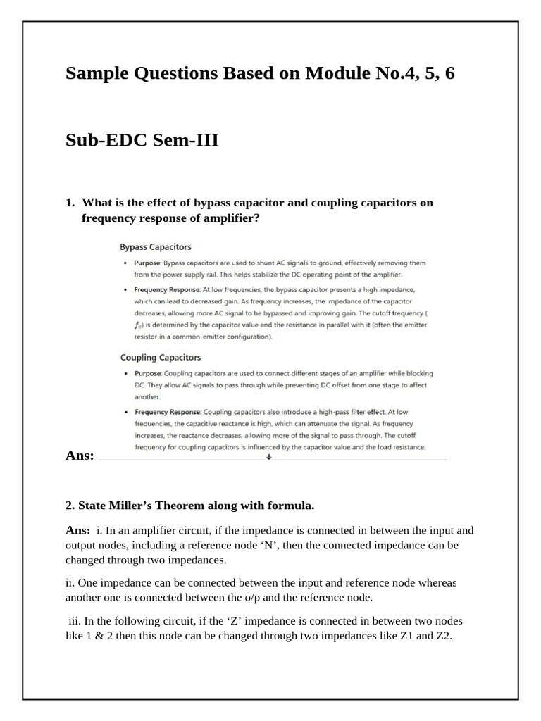 Sample Questions Based On Module No | PDF | Amplifier | Mosfet