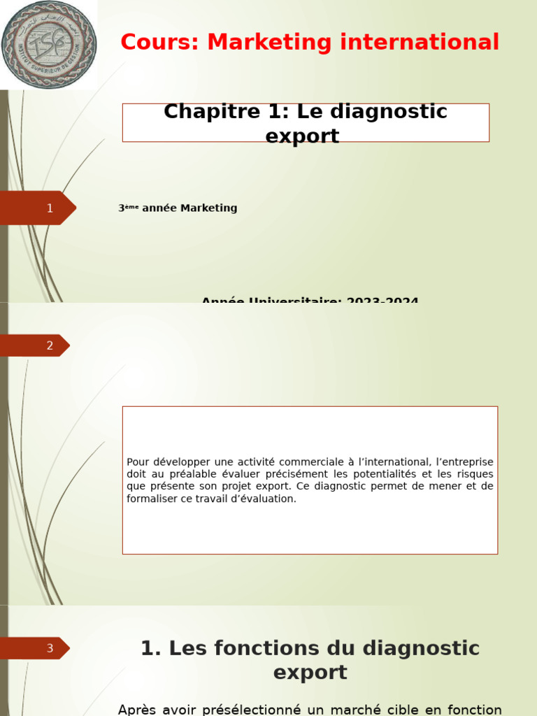 Chapitre 1 Diagnostic Export | PDF | Analyse SWOT | Économie