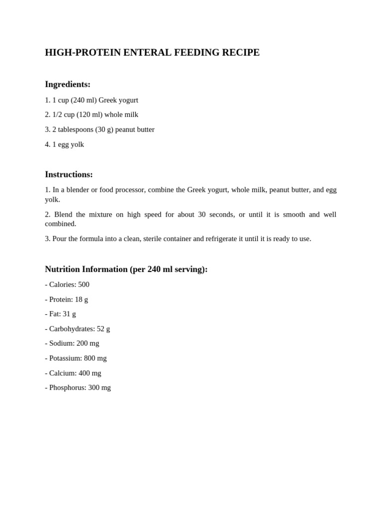 High Protein Enteral Feeding | PDF | Milk | Butter