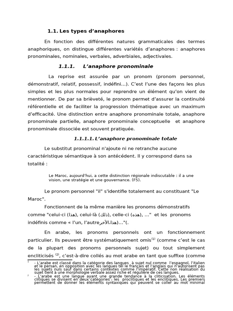 Types d'anaphores en grammaire | PDF | Pronom | Sujet (Grammaire)