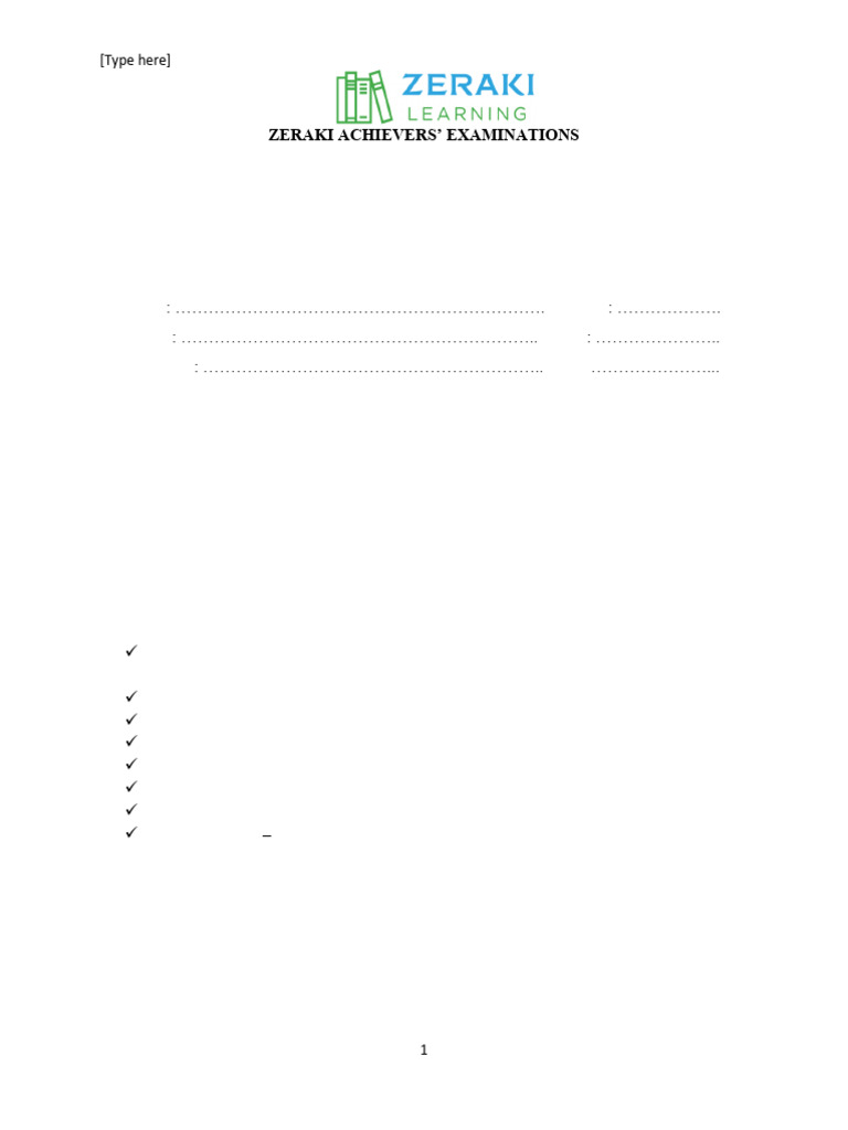 English Form 3 Paper 1 Marking Scheme Zeraki Achievers 5.0 - February ...