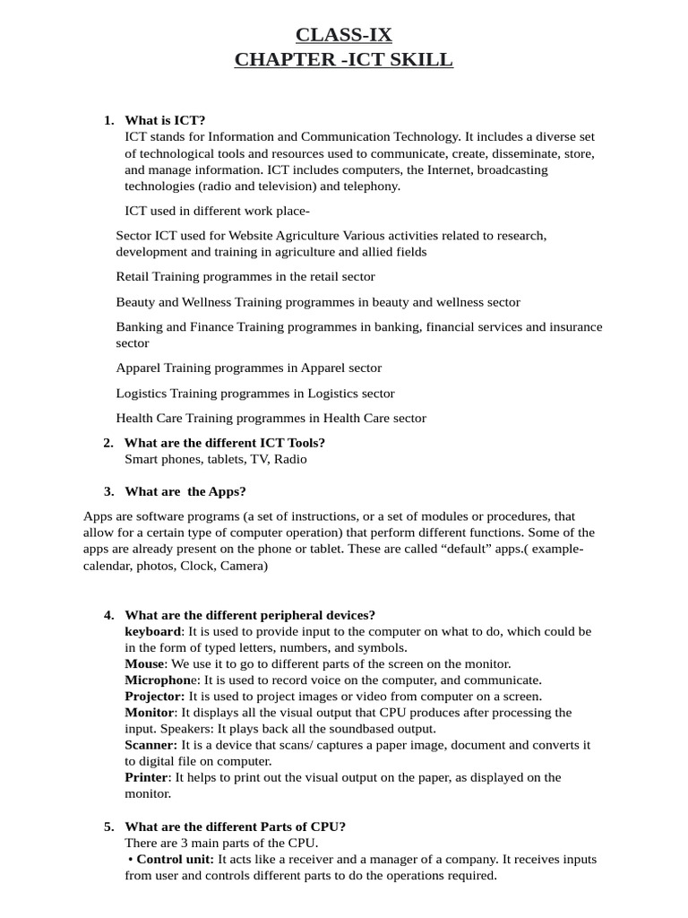 Class 9th - ICT Skill | PDF | World Wide Web | Internet & Web