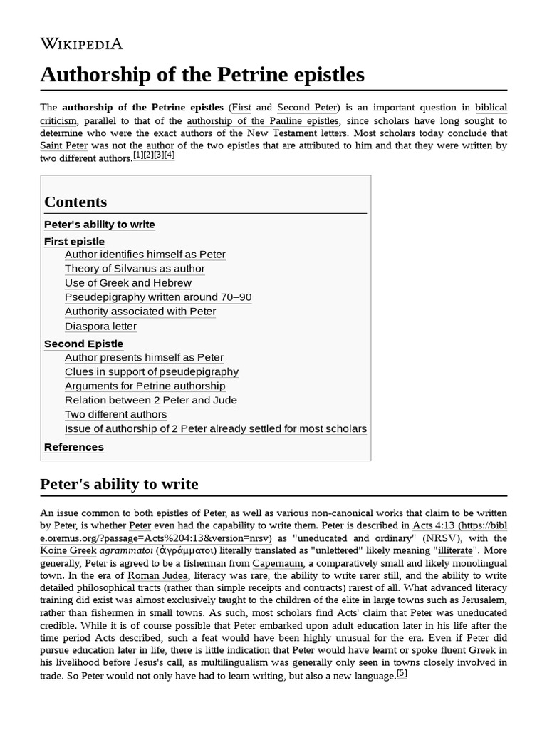 Authorship of The Petrine Epistles | PDF | Saint Peter | New Testament