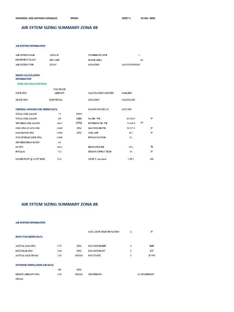 Worksheet Zone 8 Tamasopo | PDF | Ventilation (Architecture) | Duct (Flow)