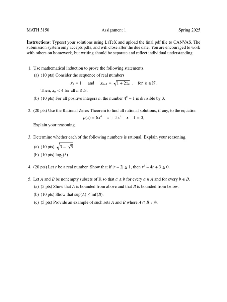 Assignment 1 - Real Analysis | PDF