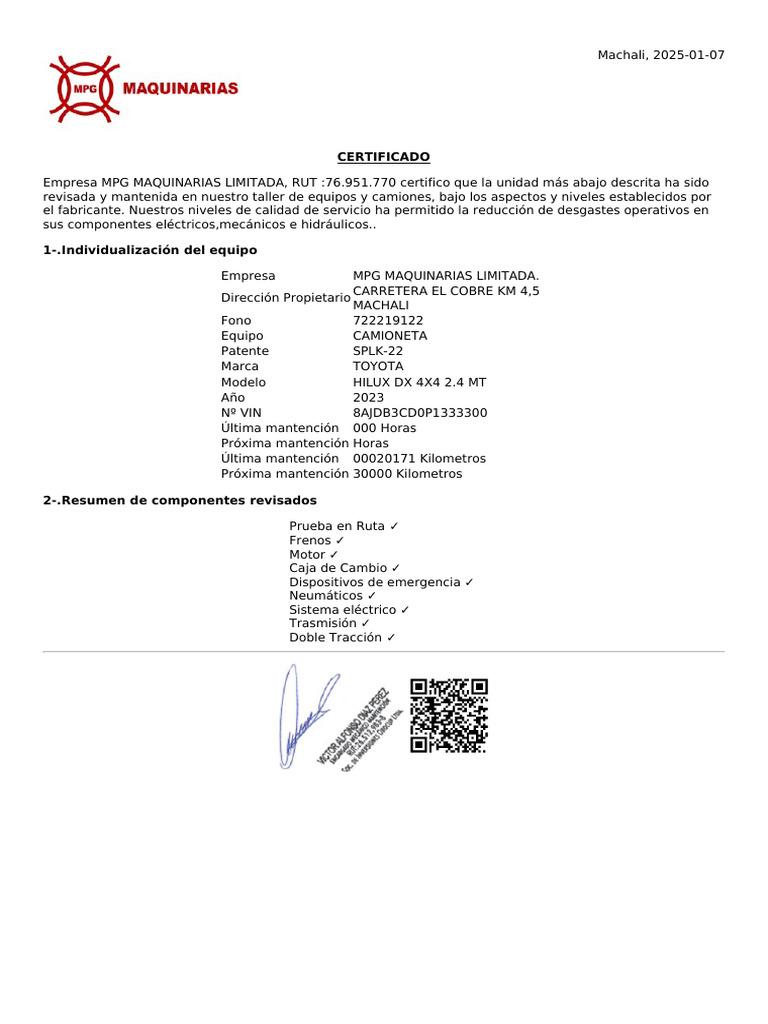 Certificado Mant 657 | PDF