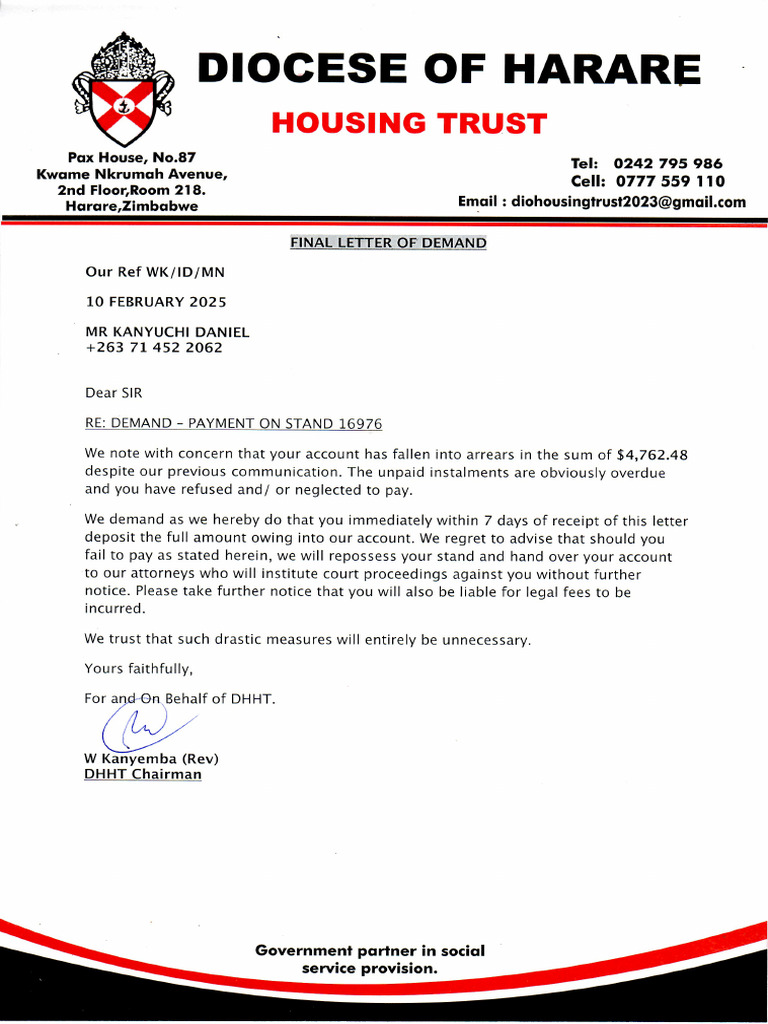 Kanyuchi Daniel Final Demand | PDF
