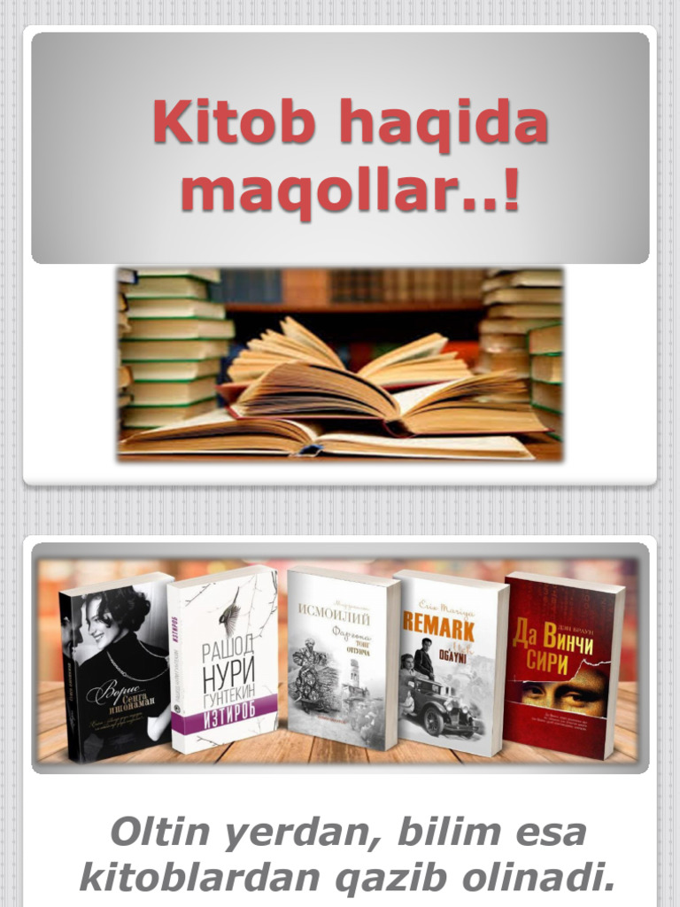Kitob Haqida Maqollar | PDF