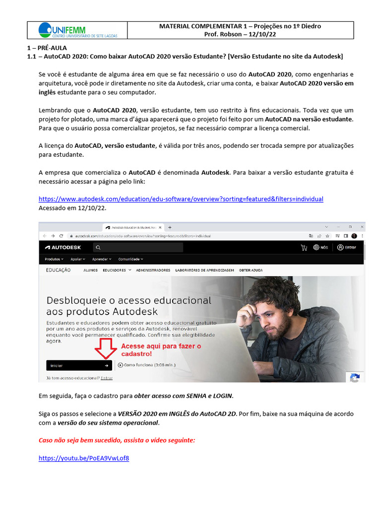 Material Complementar 1 - Projeções No 1º DIEDRO | PDF | Auto Cad ...