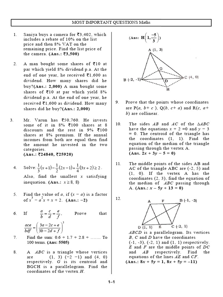 Most Imporatant Questions Maths | PDF | Circle | Geometry