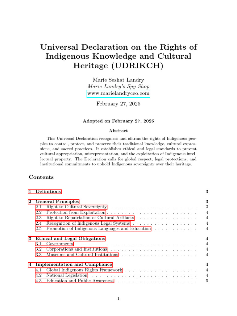 Universal Declaration On The Rights of Indigenous Knowledge and ...