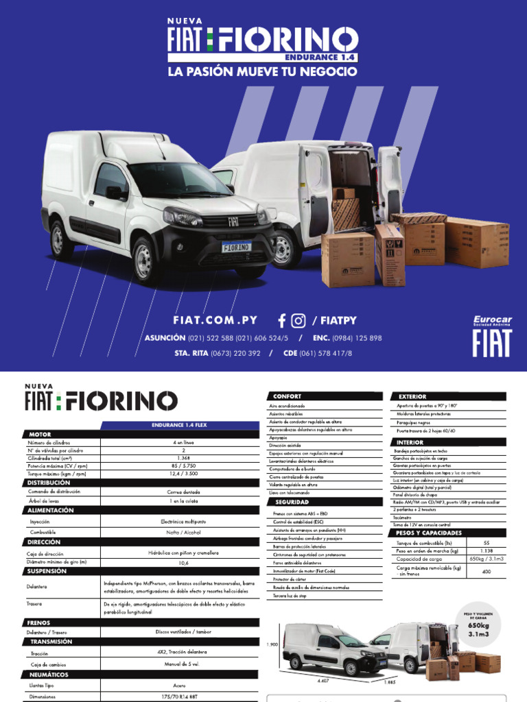 Ficha Tecnica Nueva FIAT Fiorino | PDF